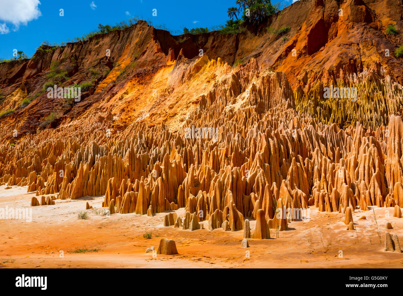 Tsingy Rouges à Madagascar, Afrique. Formation en pierre de latérite ...