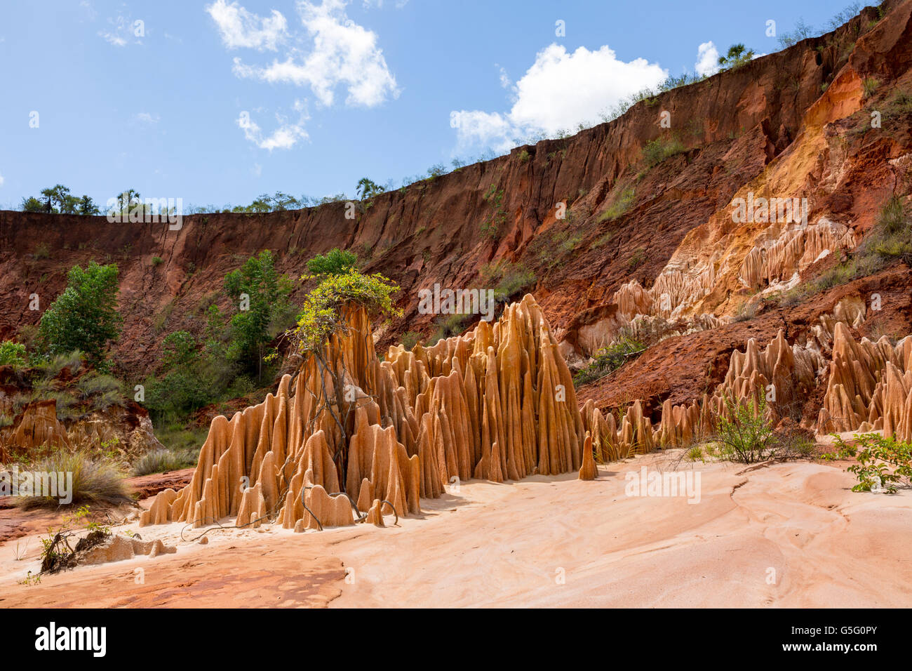 Tsingy Rouges à Madagascar, Afrique. Formation en pierre de latérite ...