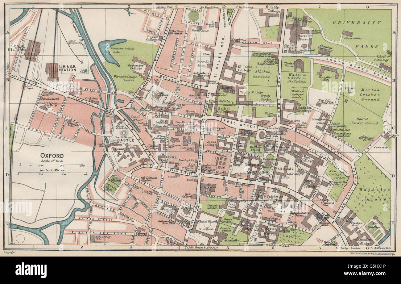 OXFORD. Plan Plan de la ville ville vintage. Les collèges. L ...