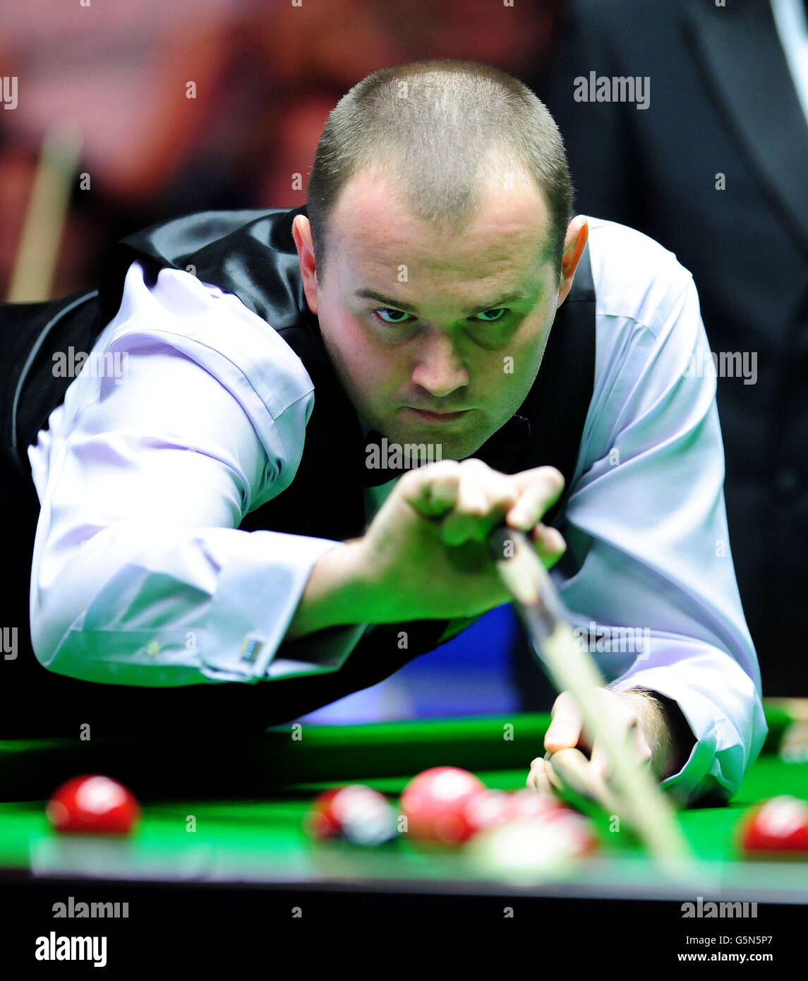 Mark Joyce, de l'Angleterre, à la table lors de son premier match des ...