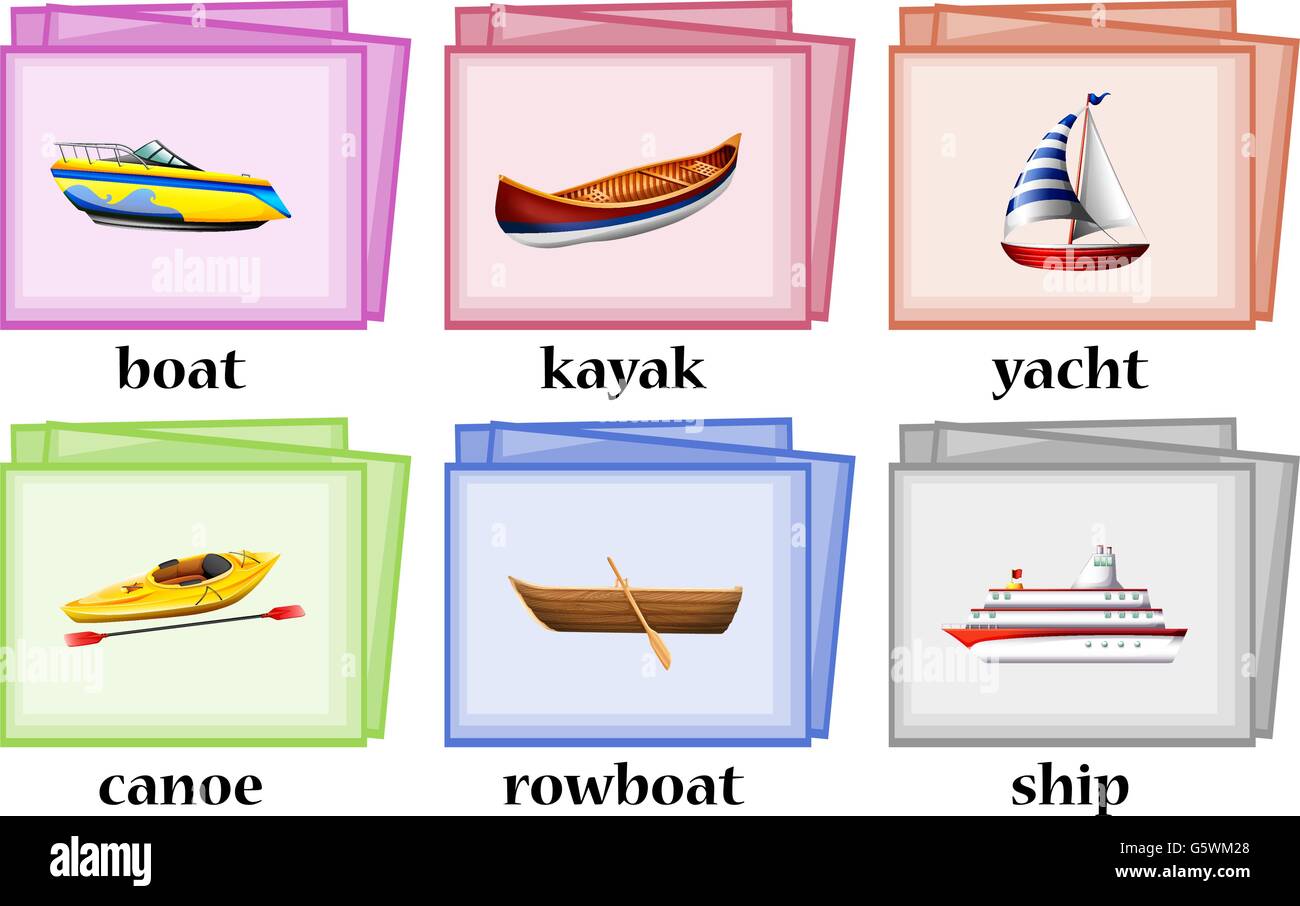 Flashcard alphabet boat illustration Banque d'images vectorielles - Alamy