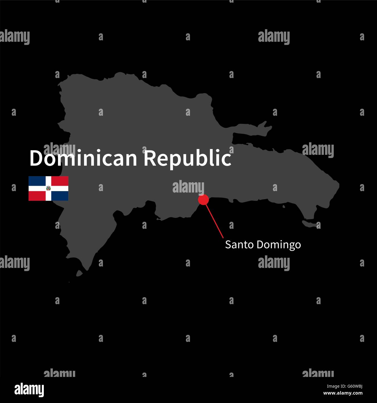 Carte détaillée de la République dominicaine et capitale Santo Domingo ...