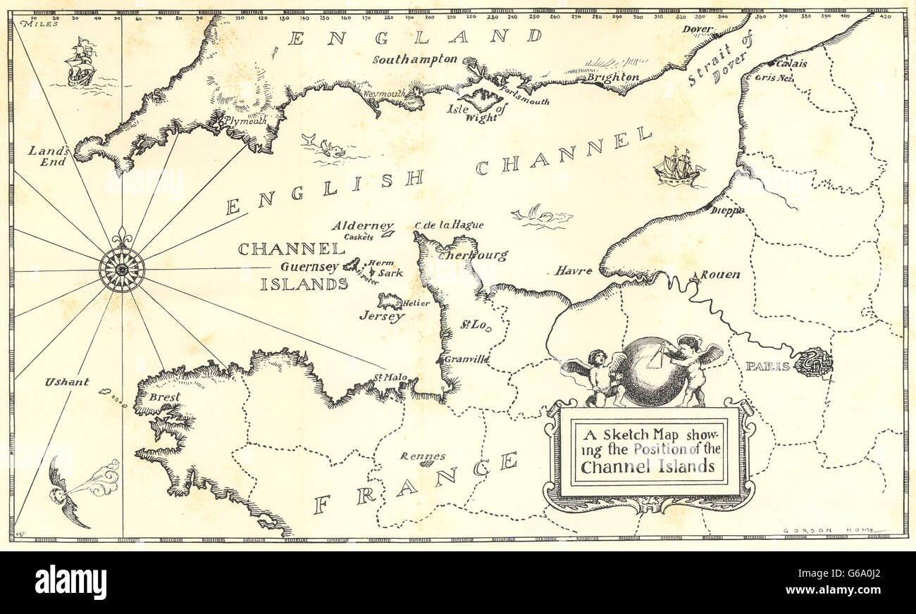 Vintage map of the channel islands Banque de photographies et d’images ...