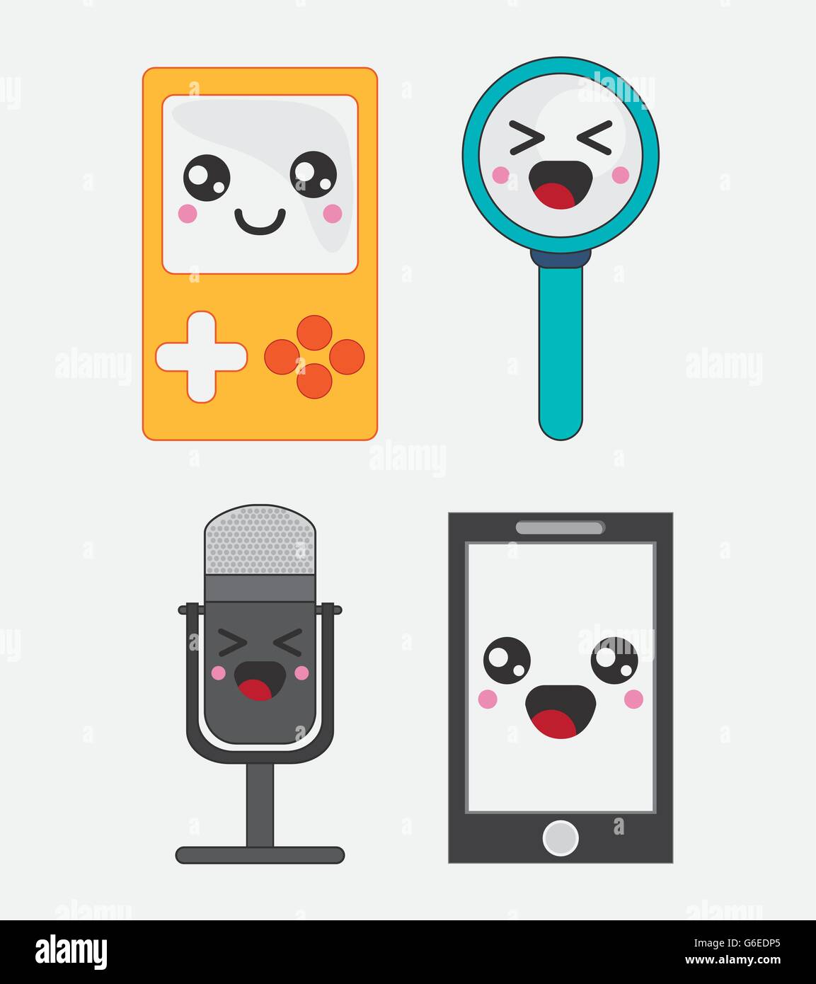 Cartoon icon set. Kawaii et de la technologie. Graphique vectoriel ...