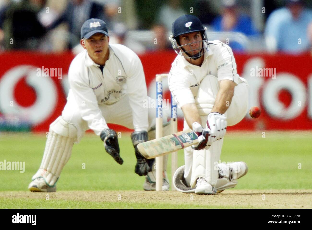 Sport cricket action sstephen adshead martyn balle Banque de ...