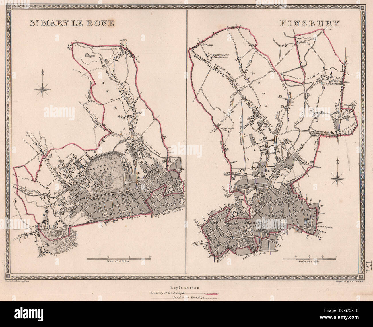 Marylebone map 19th century Banque de photographies et d’images à haute ...