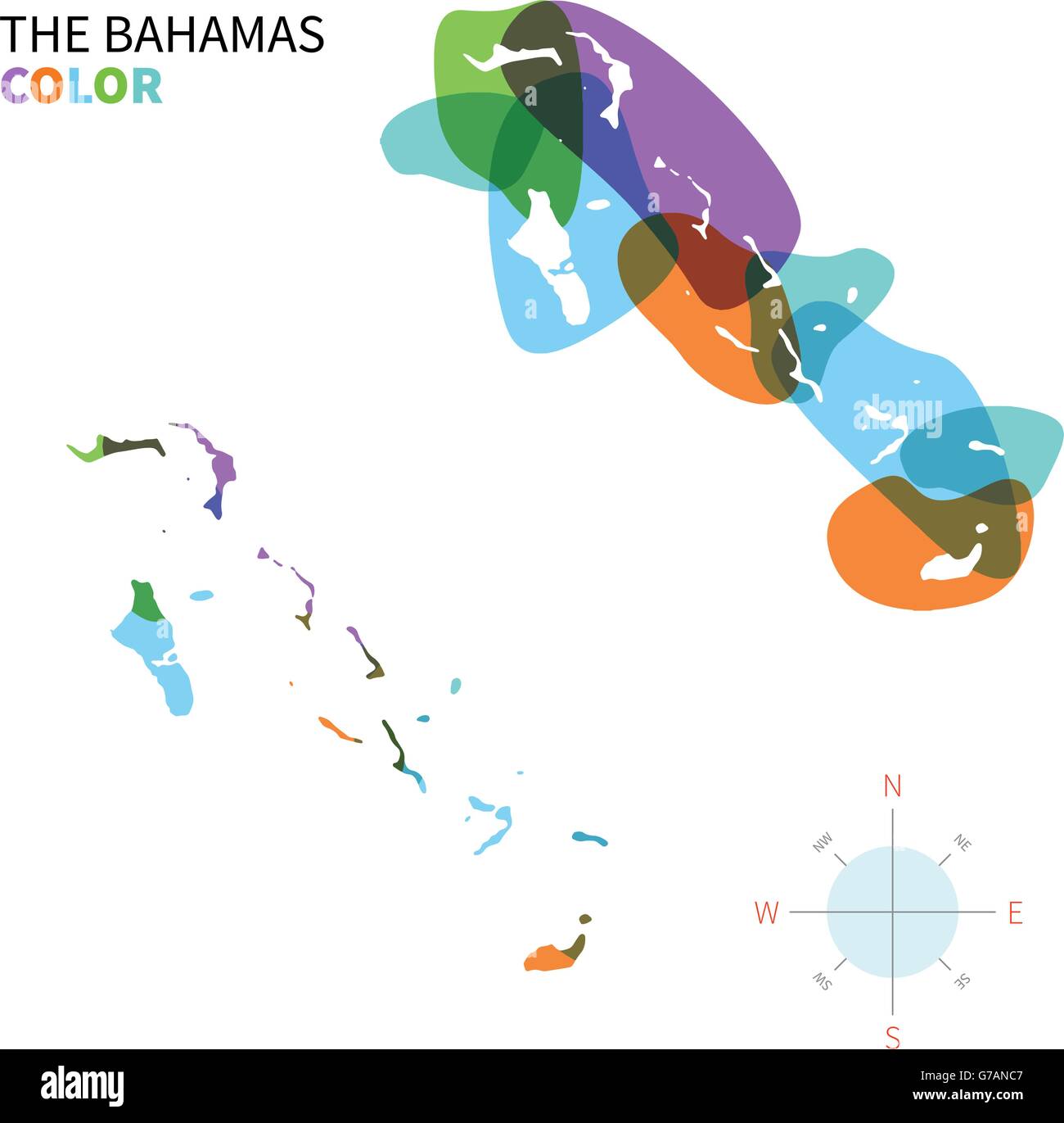 Abstract vector carte des couleurs de Bahamas Image Vectorielle Stock ...