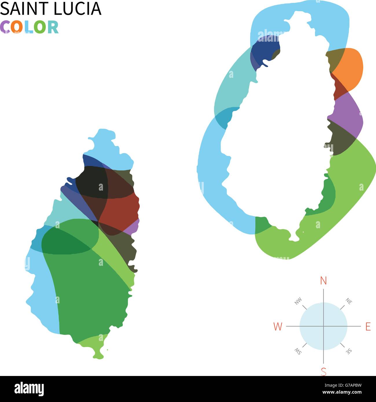 Abstract vector carte des couleurs de Saint Lucia Image Vectorielle ...