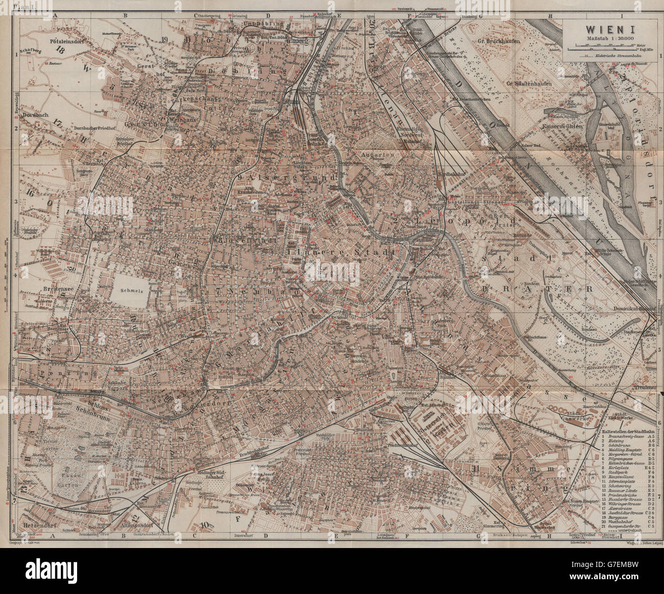 Vienne Vienne vintage town city plan stadtplan. Autriche Österreich ...