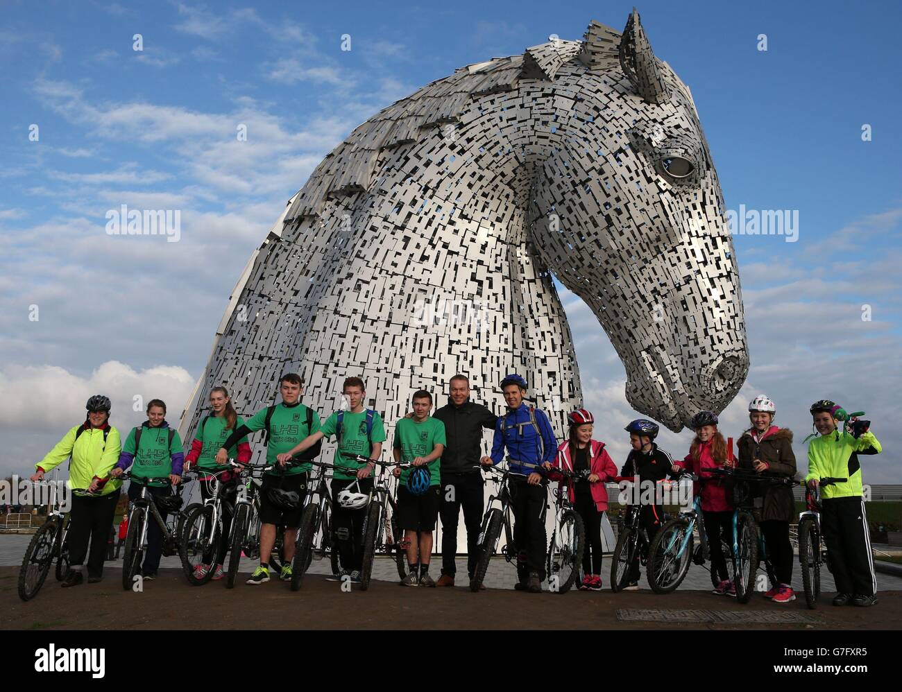 Monsieur chris hoy avec des pupilles de larbert high Banque de ...