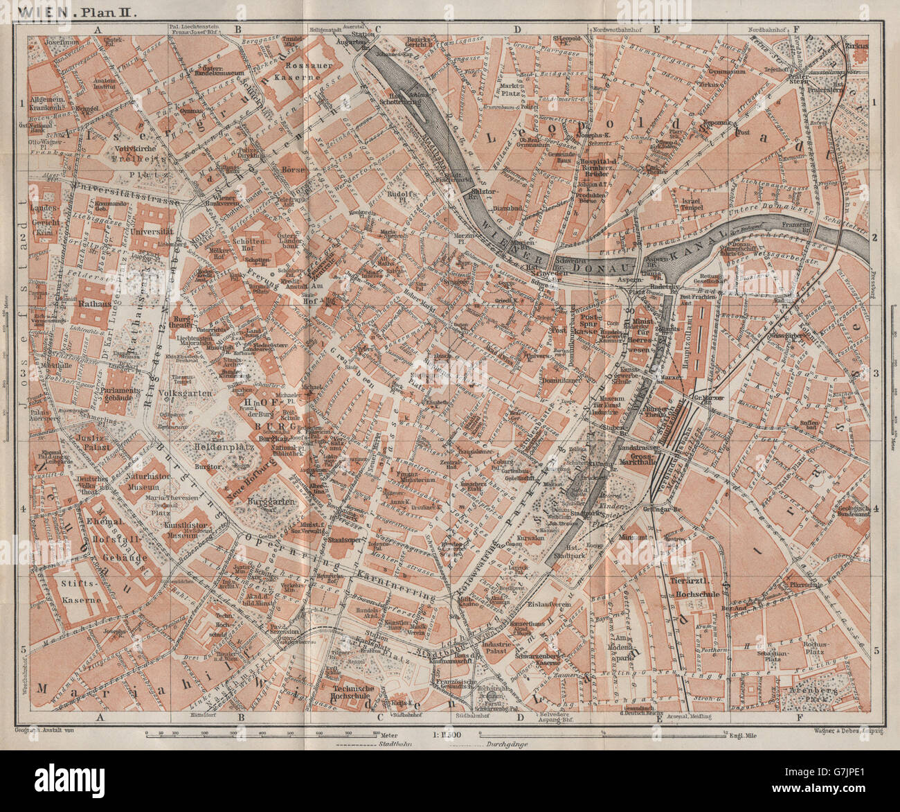 Centre-ville de Vienne. WIEN Burg. Plan de la ville stadtplan. Autriche ...