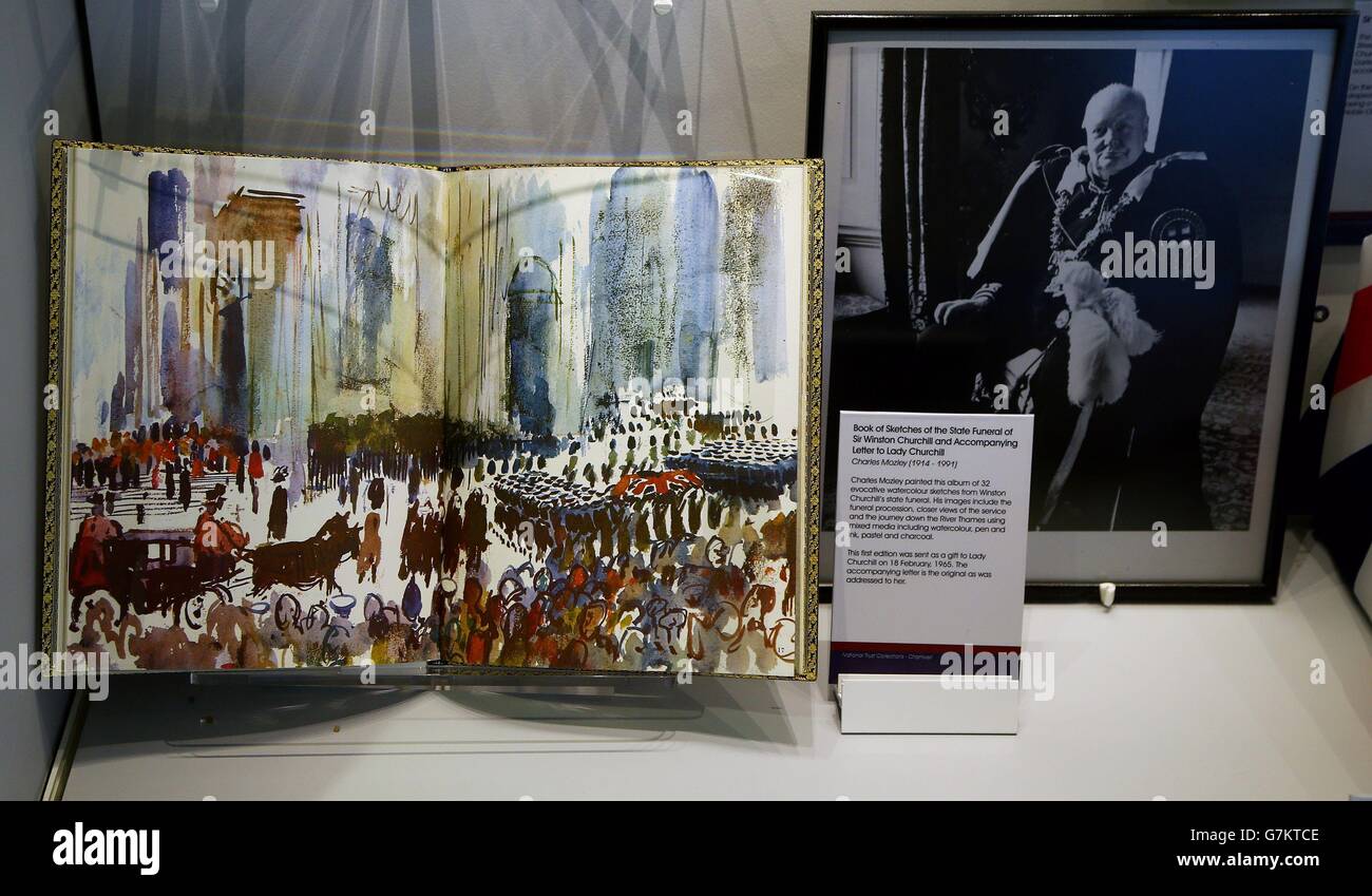 Un livre de croquis des funérailles de Sir Winston Churchill par ...