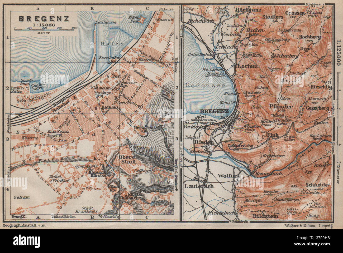 La ville de Bregenz City stadtplan et ses environs. Österreich Autriche ...