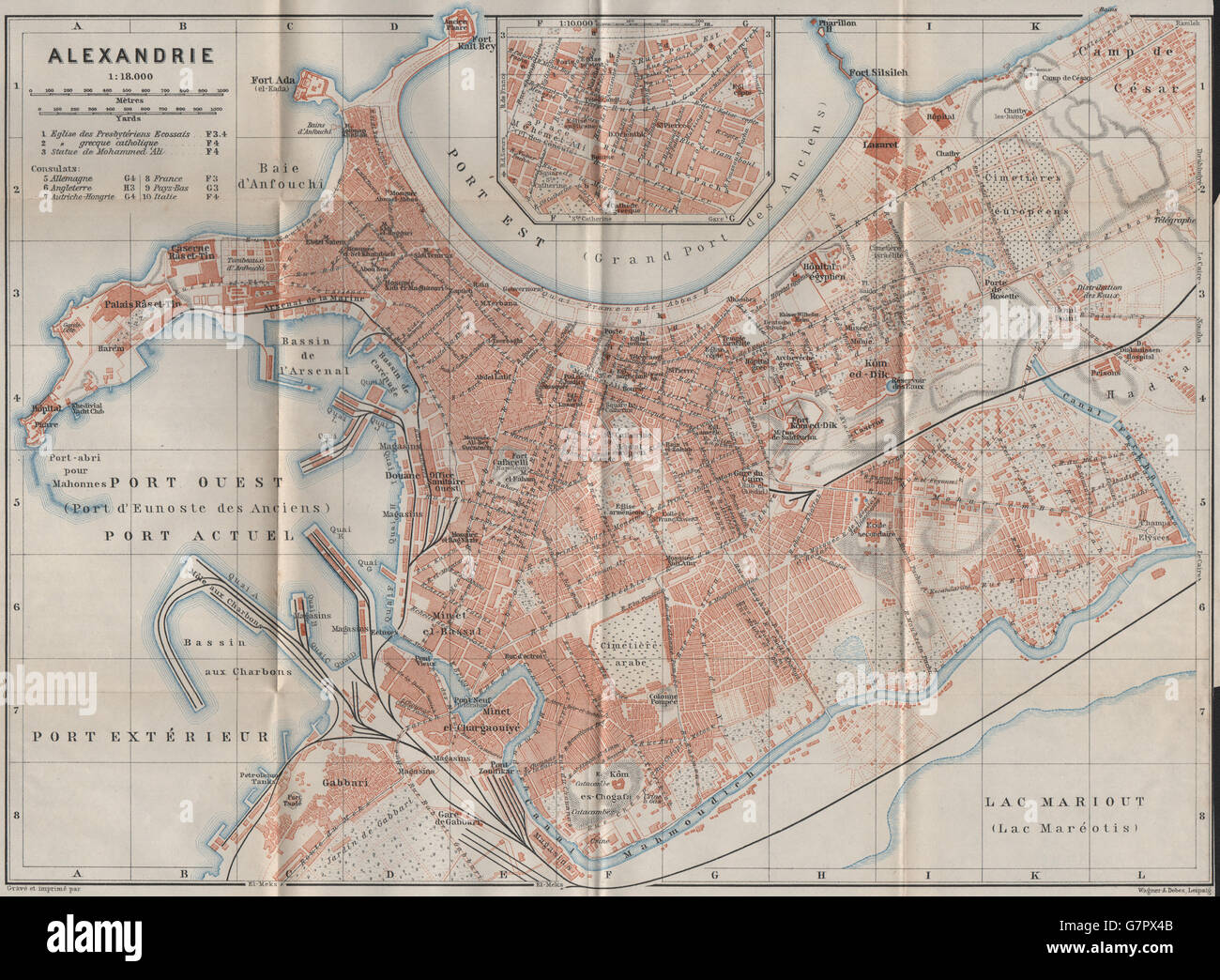 ALEXANDRIA/ALEXANDRIE ville antique city plan. L'Égypte. Ancienne carte ...