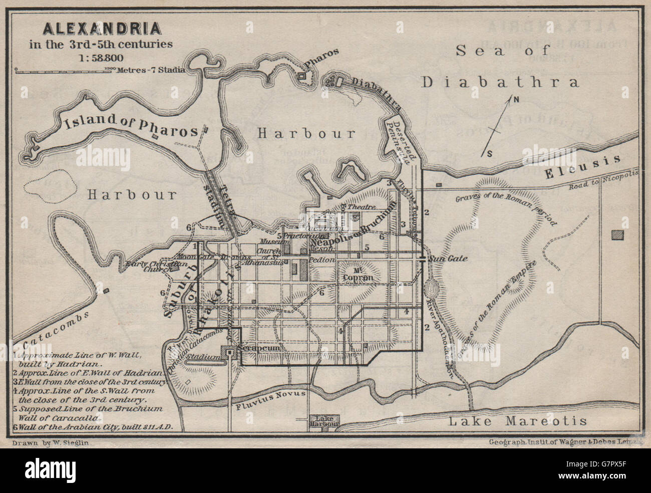 Alexandrie AU 3e et 5e siècles ville antique city plan. L'Egypte, 1914 ...