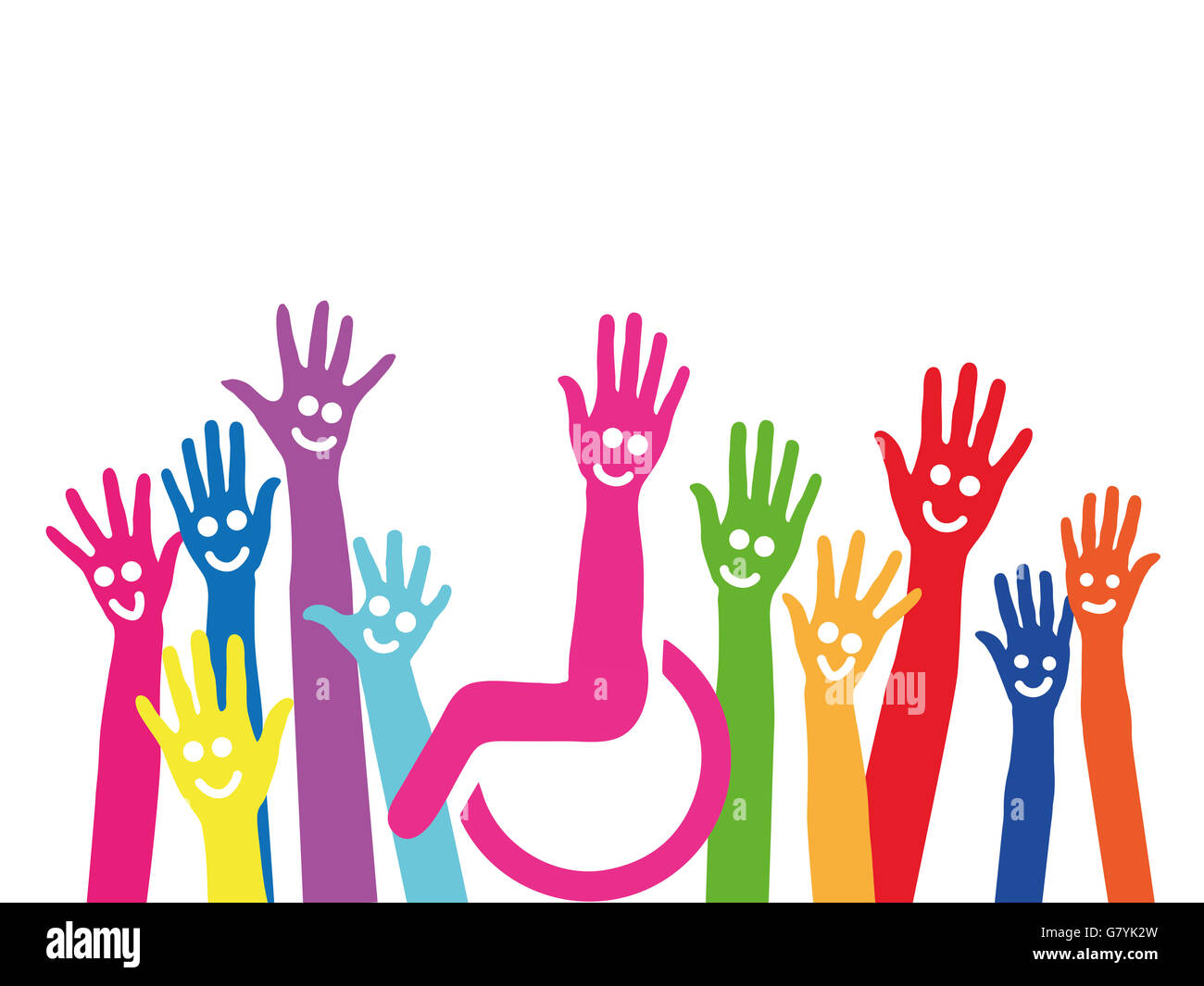 Les mains comme un symbole d'inclusion et d'intégration avec fauteuil ... Les mains comme un symbole d'inclusion et d'intégration avec fauteuil ...