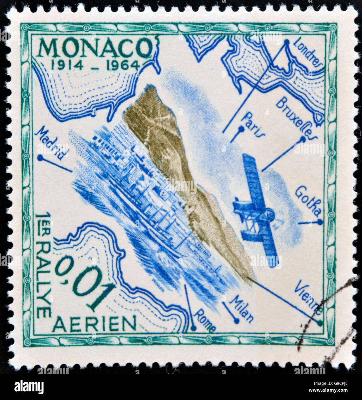 MONACO - circa 1964 : timbre imprimé dans l'air montre Monaco rallye ...