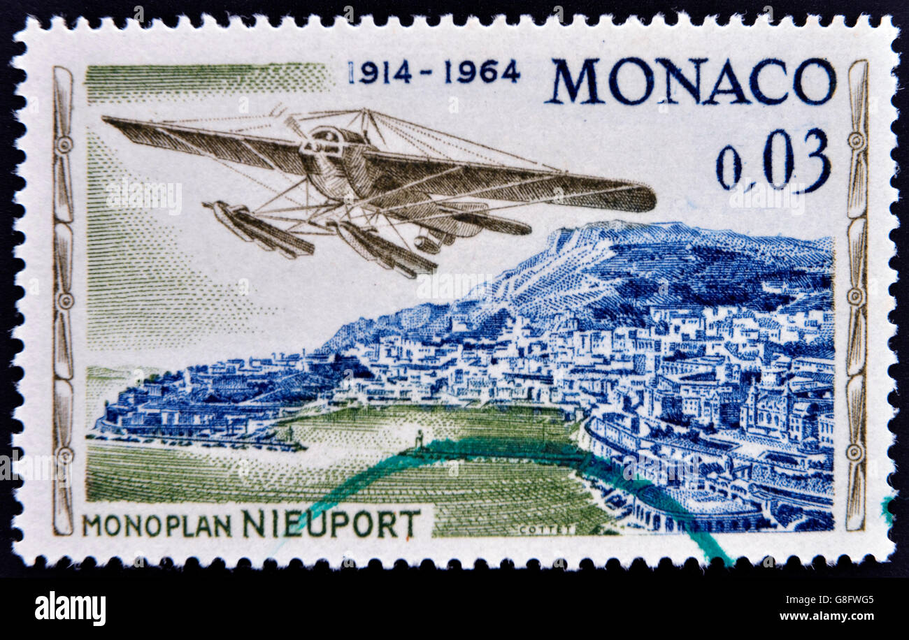 MONACO - circa 1964 : timbres en Monaco, monoplan Nieuport montre, vers ...