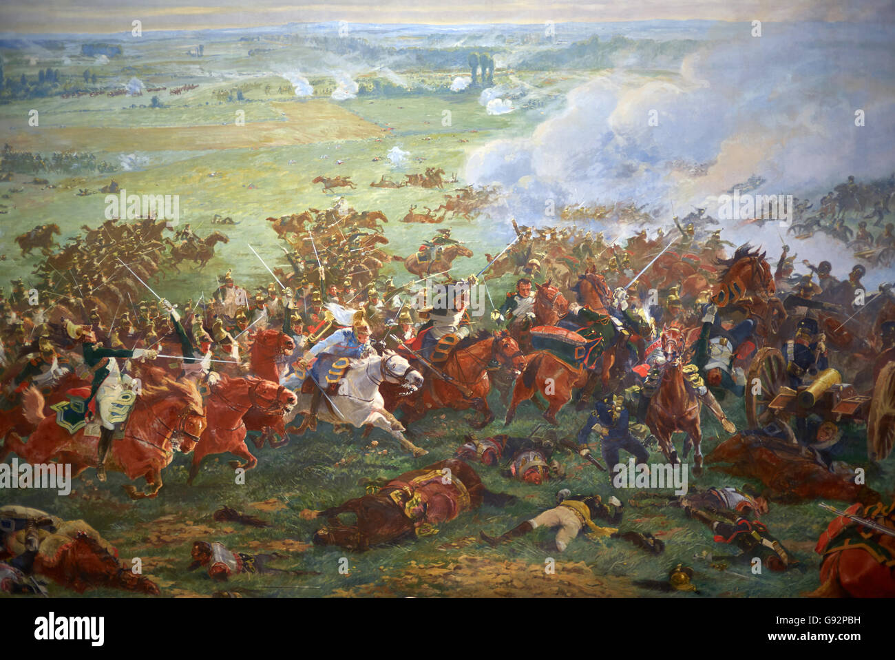 Panorama de la bataille de Waterloo dans une rotonde au centre de la ...