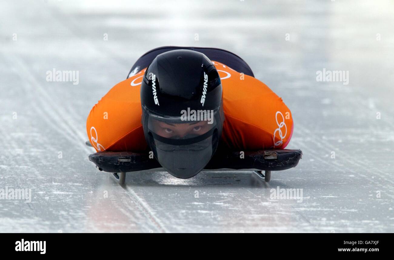 Jeux olympiques d'hiver - Salt Lake City 2002 - Skeleton - session d'entraînement hommes et ...
