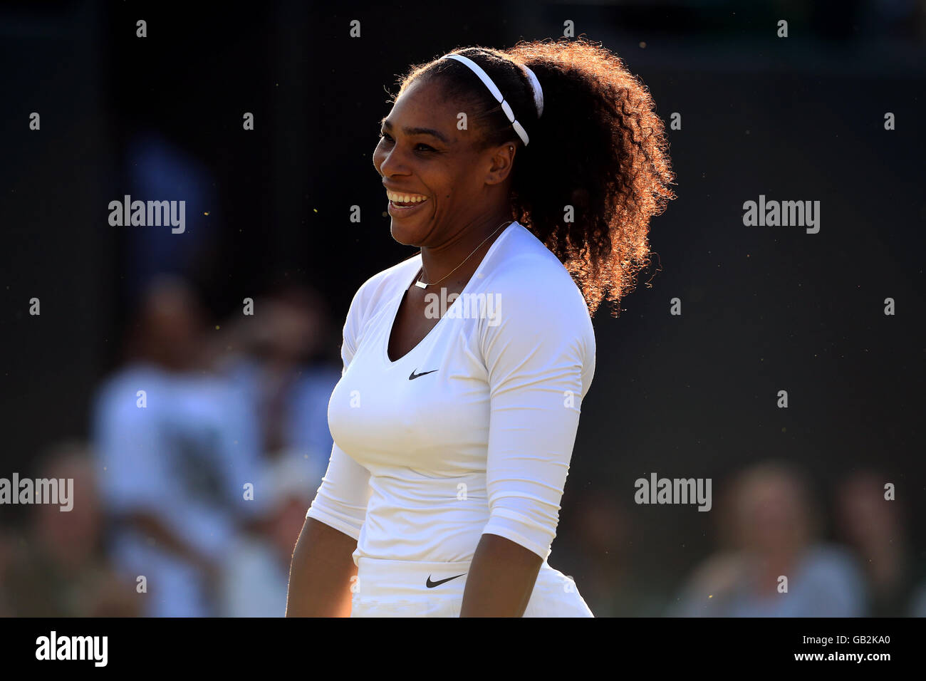 Serena Williams lors de son match de double avec sa sœur Venus Williams ...