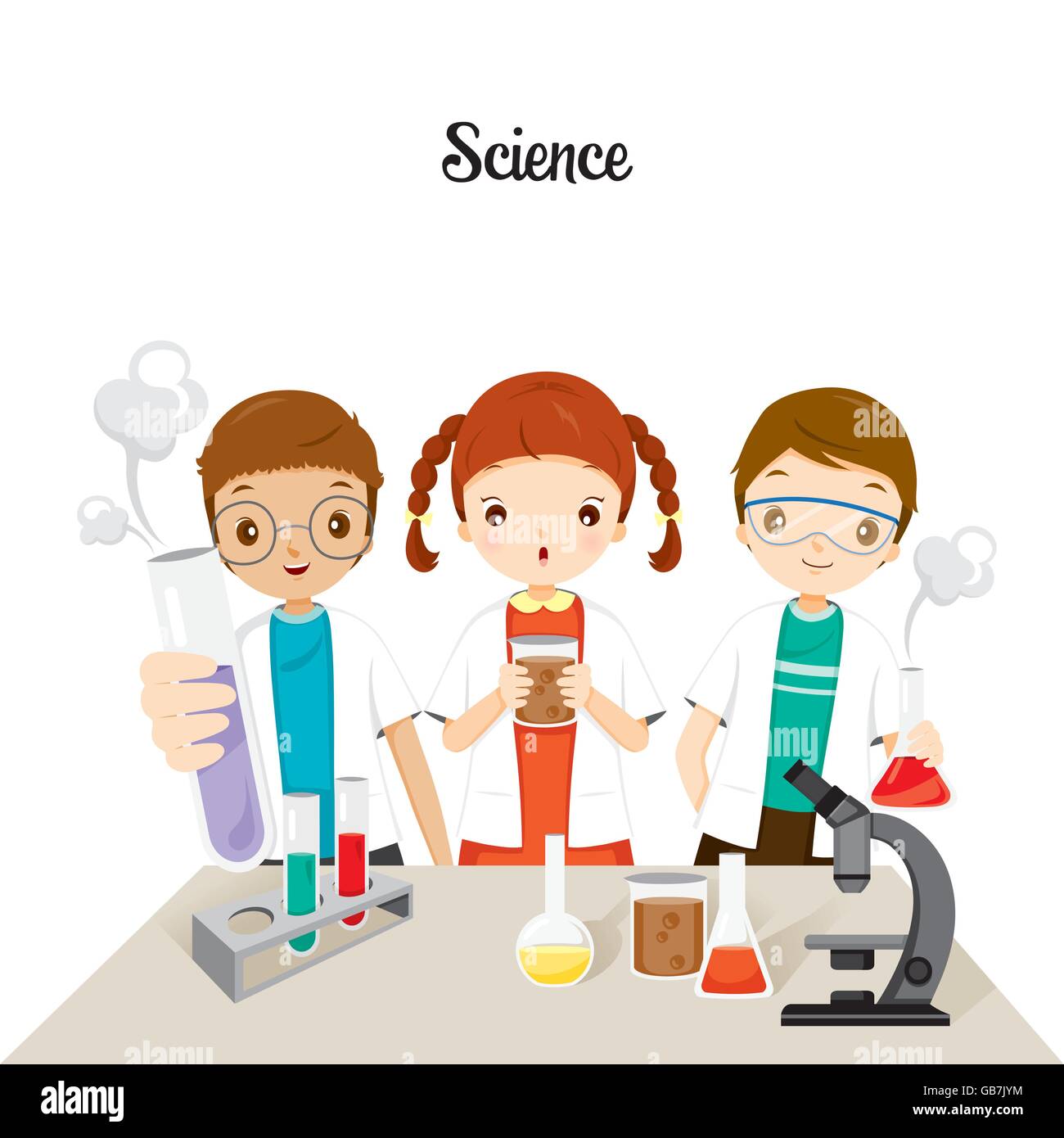 Les enfants dans la classe de sciences de l'expérimentation, de nouveau ...