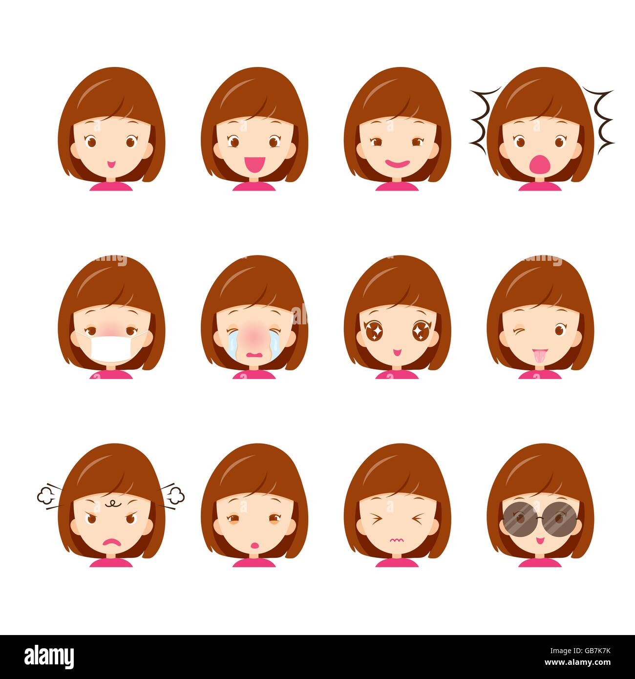 Emoticons set emoji facial feeling Banque de photographies et d’images ...