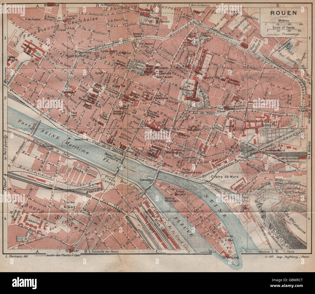 ROUEN. Plan Plan de la ville ville vintage. Seine-Maritime, 1920 Photo ...