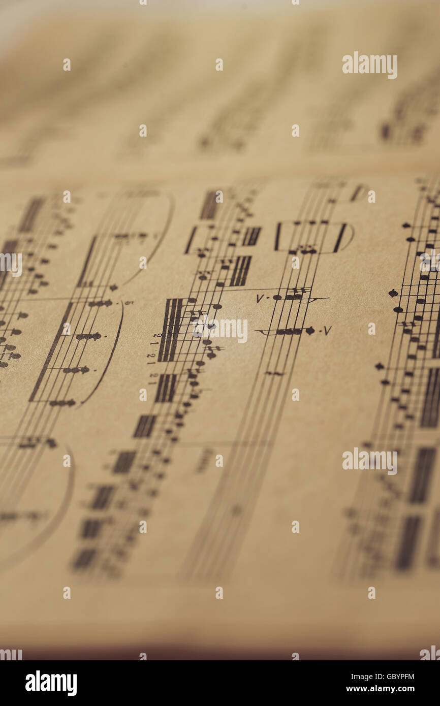 Feuille de musique notes de musique vintage Banque de photographies et ...