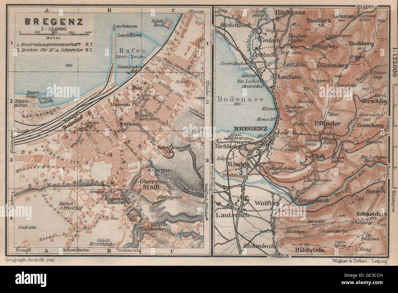 La ville de Bregenz City stadtplan et ses environs. Österreich Autriche ...