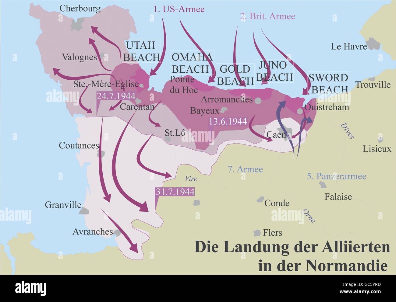 Invasion Of Normandy Map Banque d'image et photos - Alamy