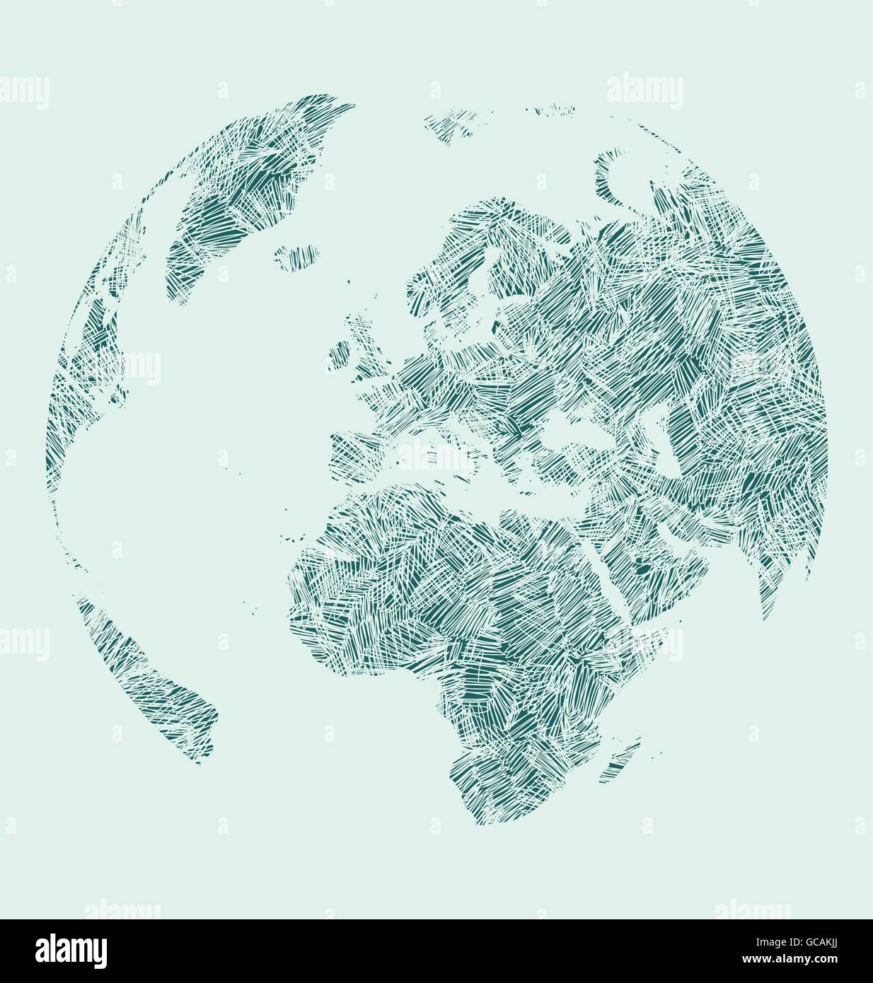 World map illustration line drawing Banque de photographies et d’images ...