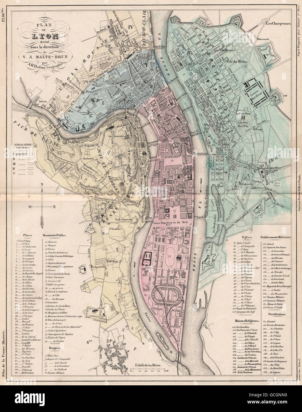Antique map of lyon Banque de photographies et d’images à haute ...