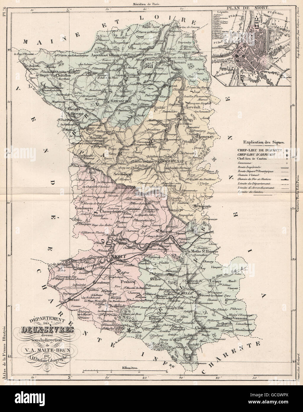 DEUX-Sèvres. Carte du département. Sèvres. Plan de Niort. MALTE-BRUN ...