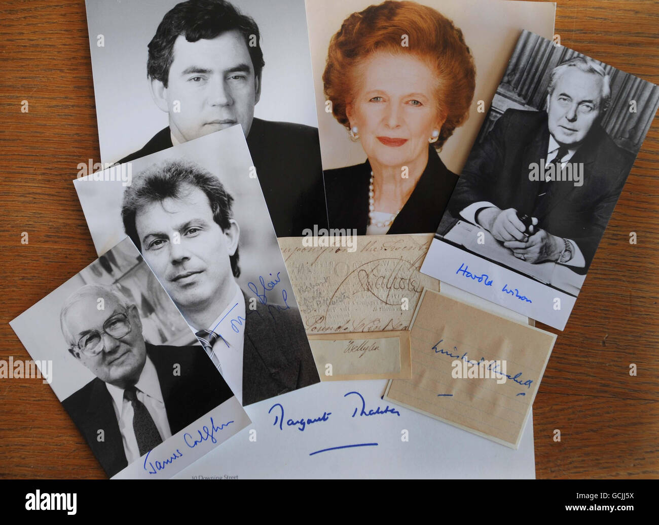 Les signatures de Tony Blair, James Callaghan, Margaret Thatcher, sir ...