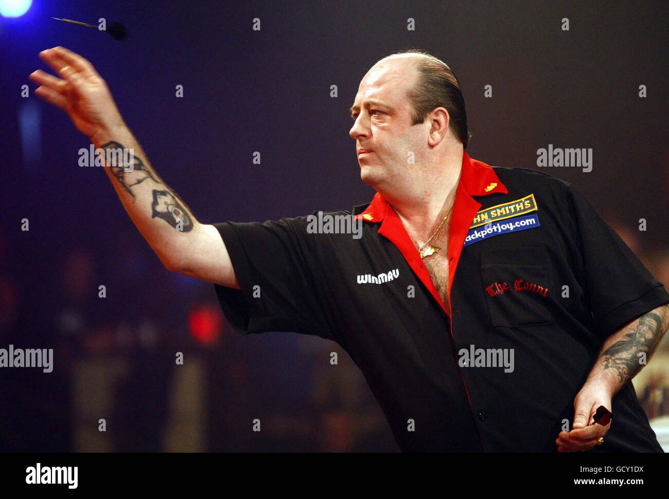 Ted Hankey en action contre Scott Waites lors du championnat du monde ...
