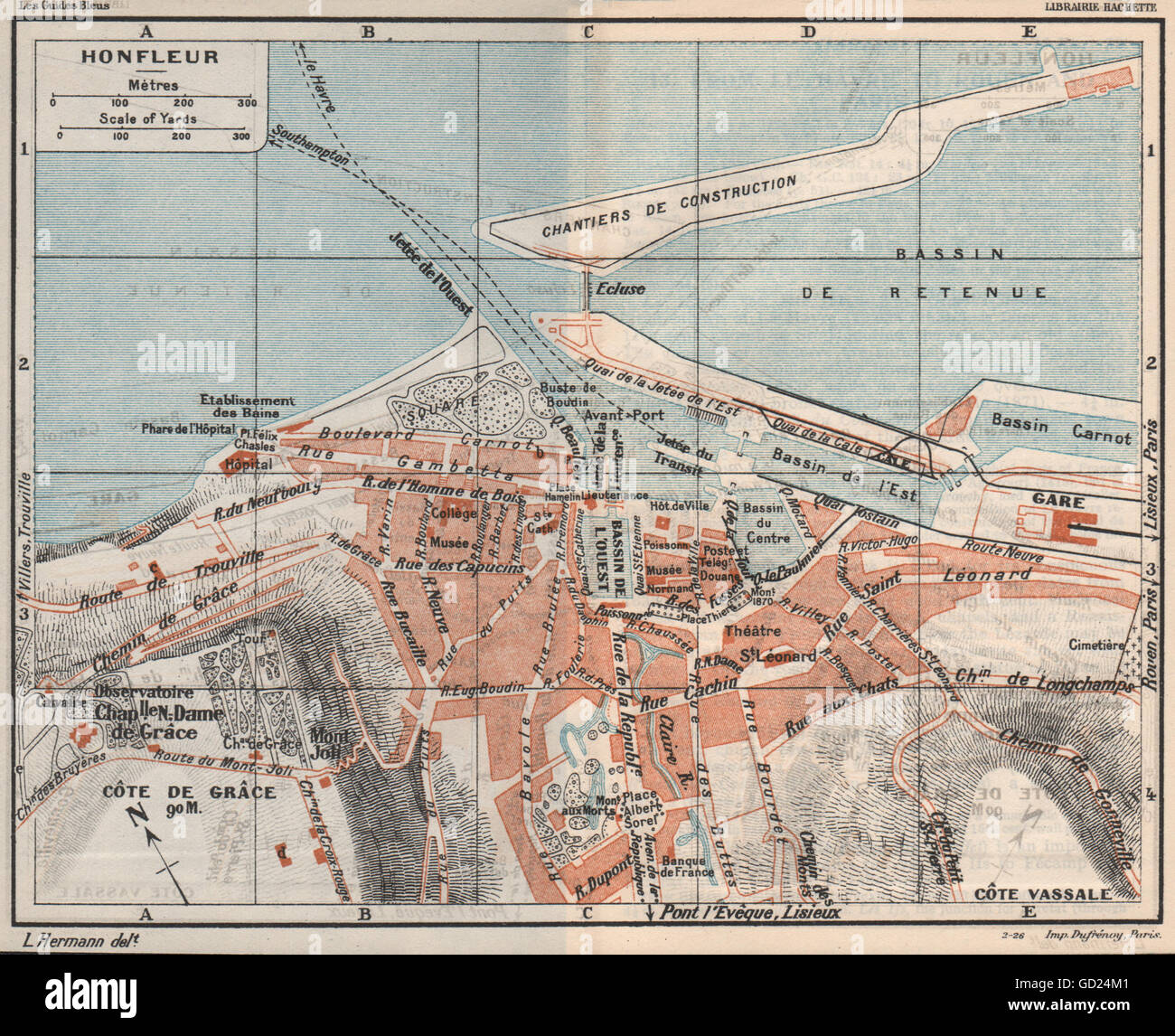 HONFLEUR. Plan Plan de la ville ville vintage. Calvados, 1926 Photo ...