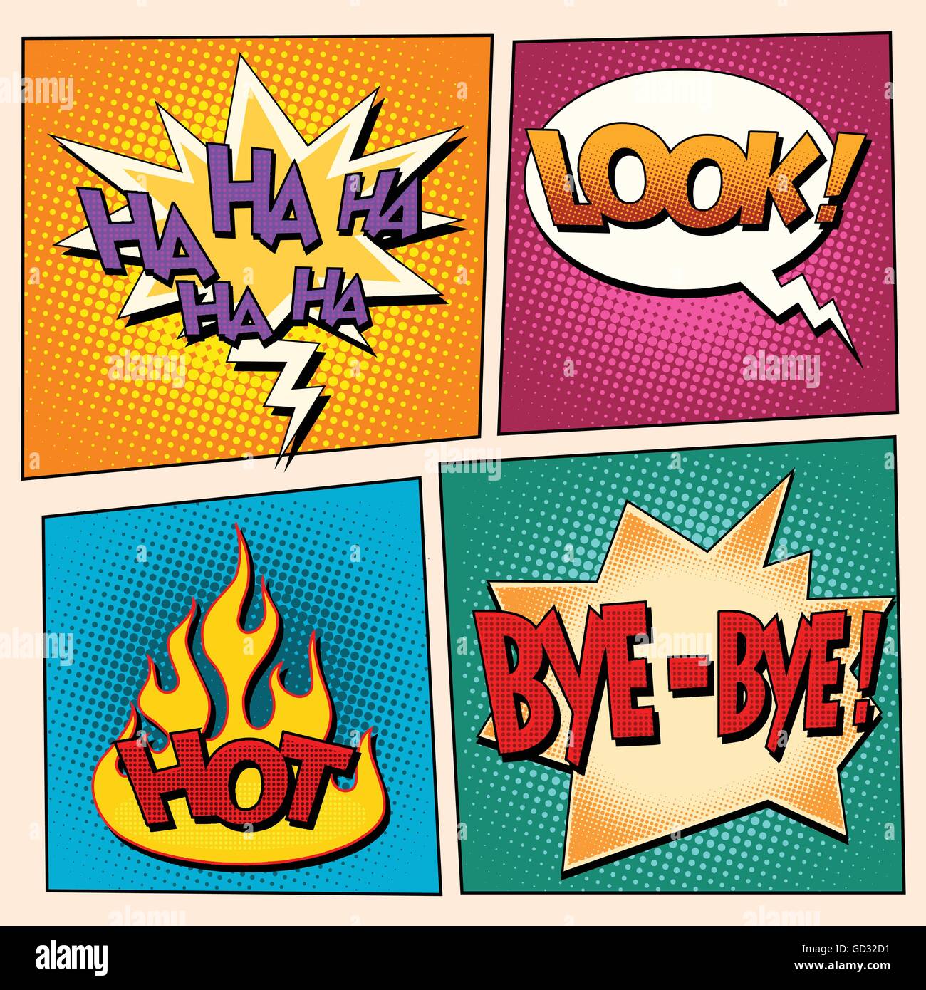 Bye bye comic bubble retro text Banque de photographies et d’images à ...