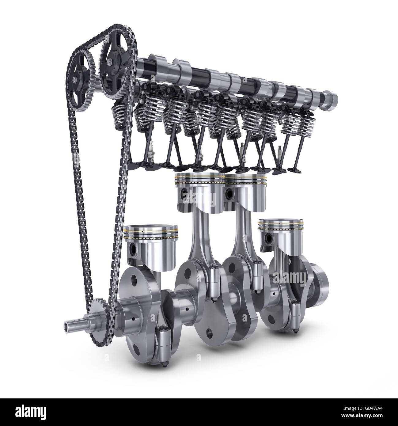 Concept de voiture moteur sur fond blanc (fait en 3D Rendering Photo ...