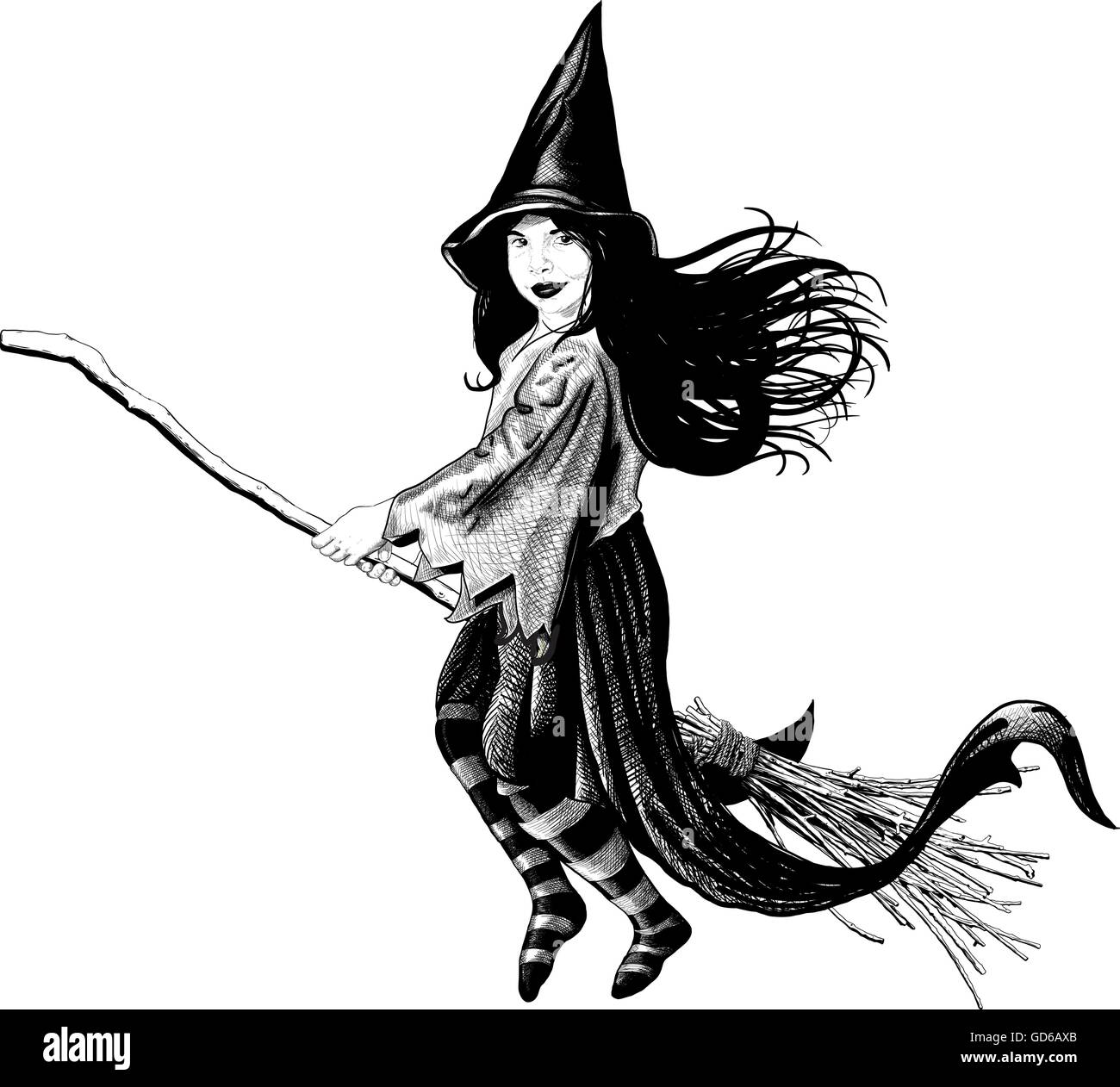 Fille de dessin animé Banque d'images noir et blanc - Alamy