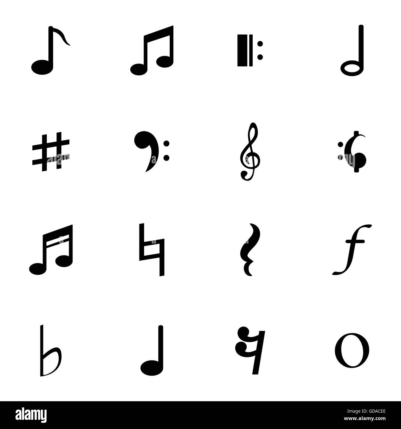 Music notes collection of sheet music Banque d'images noir et blanc ...