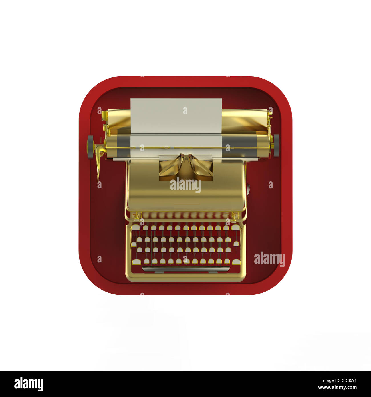 Machine à écrire vintage brillant avec feuille de papier carré arrondi ...