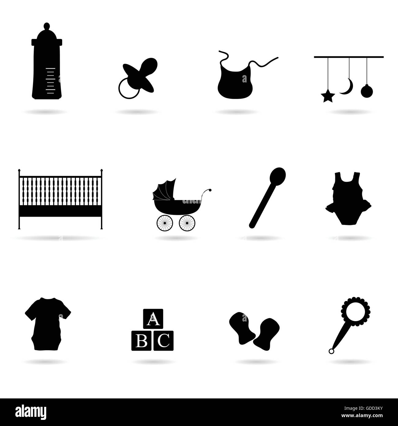 Silhouette vecteur icône de bébé sur fond blanc Image Vectorielle Stock ...