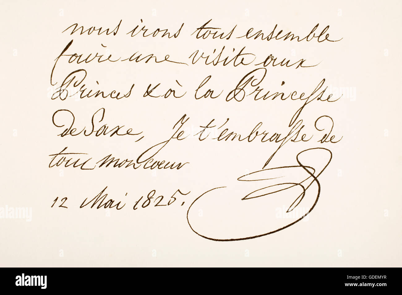 Louis Philippe I, 1773 - 1850. Roi des Français. Échantillon d'écriture ...