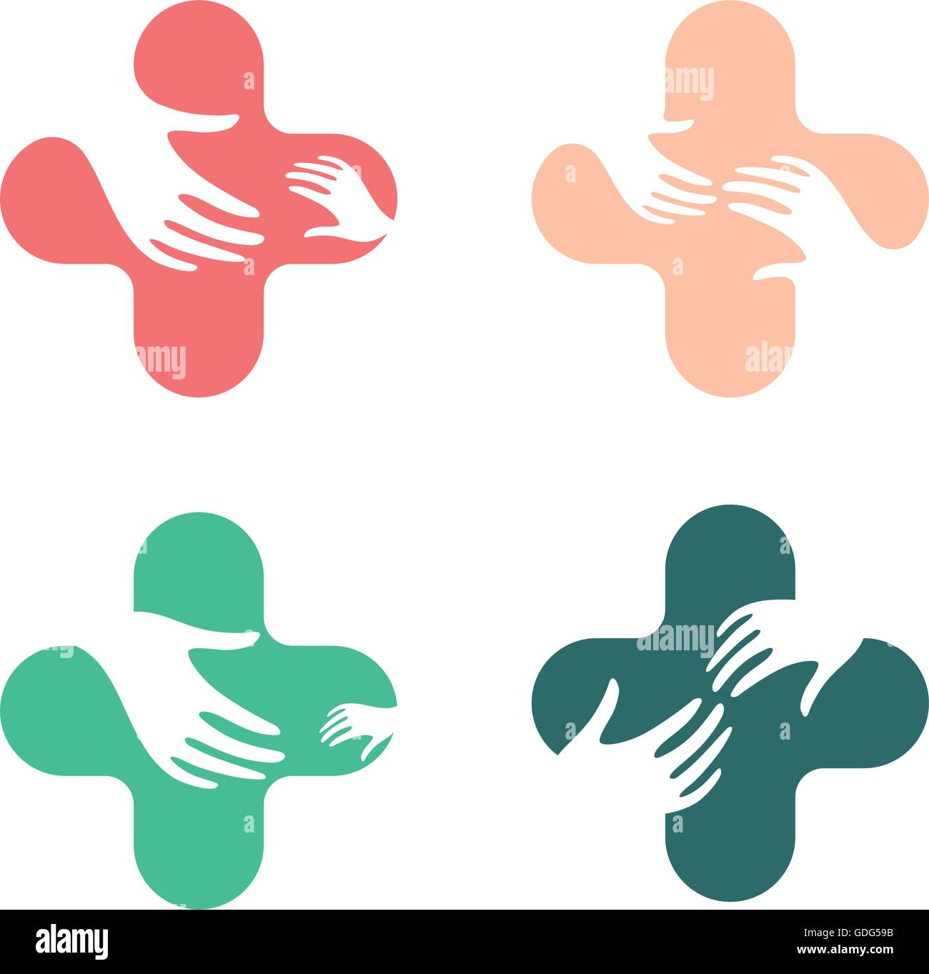 Abstract design main signe. Logo vectoriel aime les enfants. Logo Croix ...