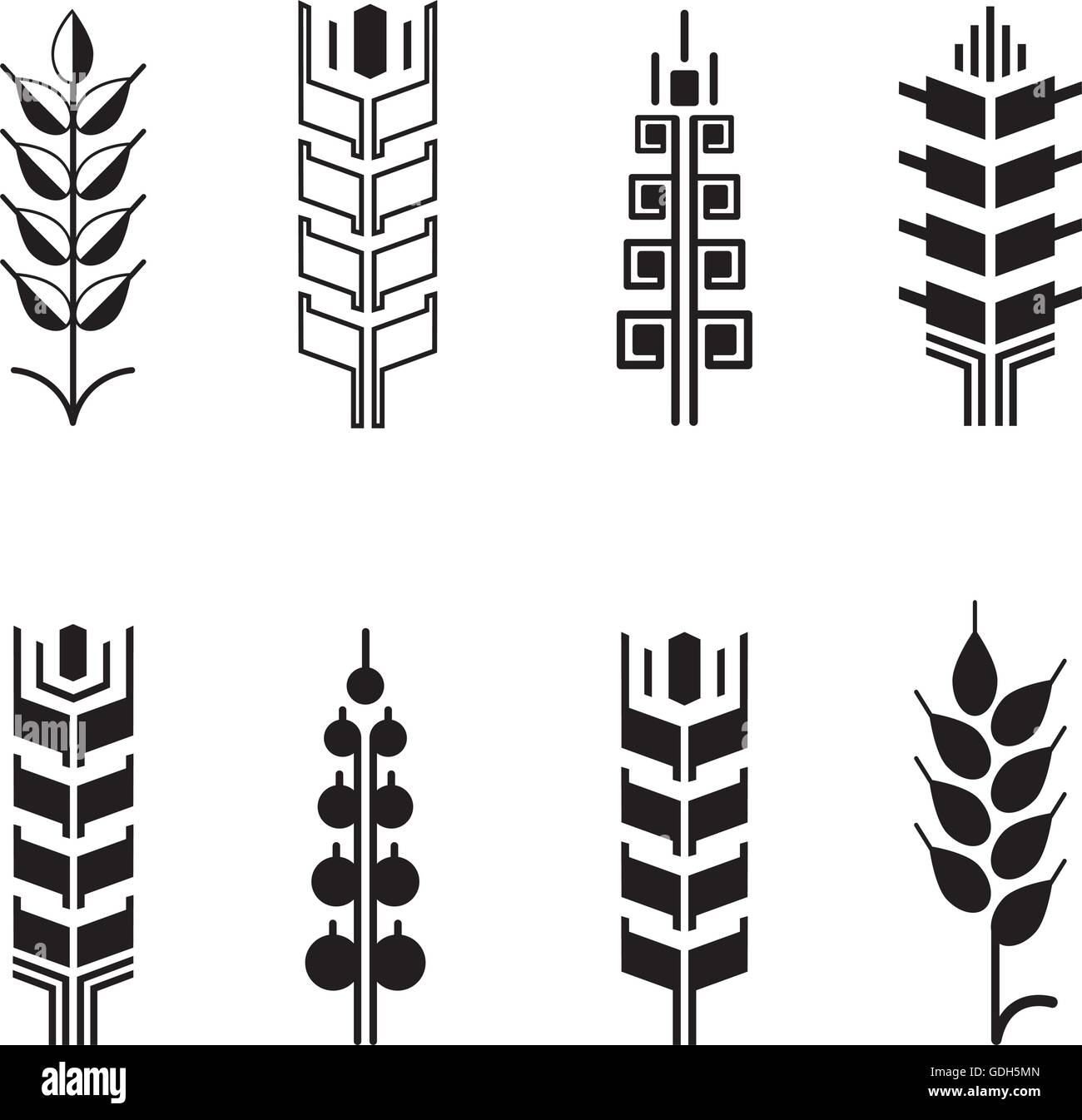 Symboles de l'oreille de blé pour logo icon set feuilles, icônes ...