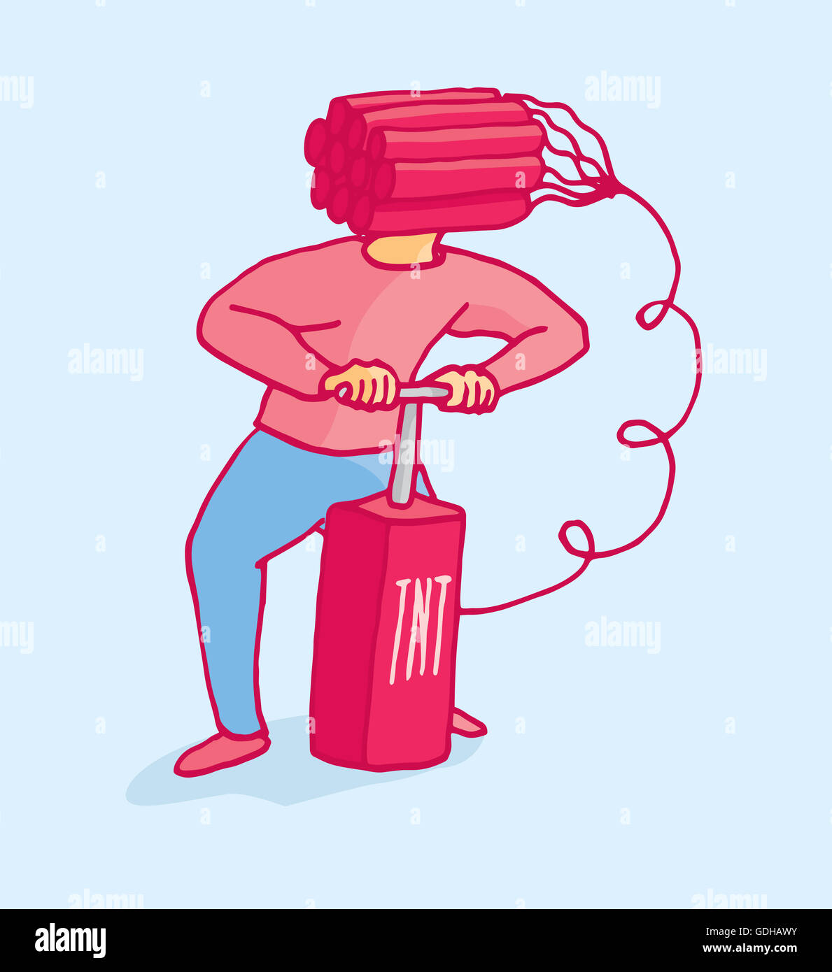 Cartoon illustration d'un homme prêt à faire sauter la tête à la ...