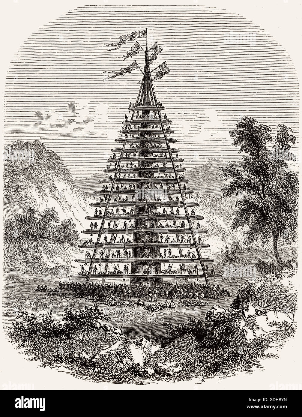Un géant hakari fête stade, Maori, Nouvelle-Zélande, 19e siècle Photo ...