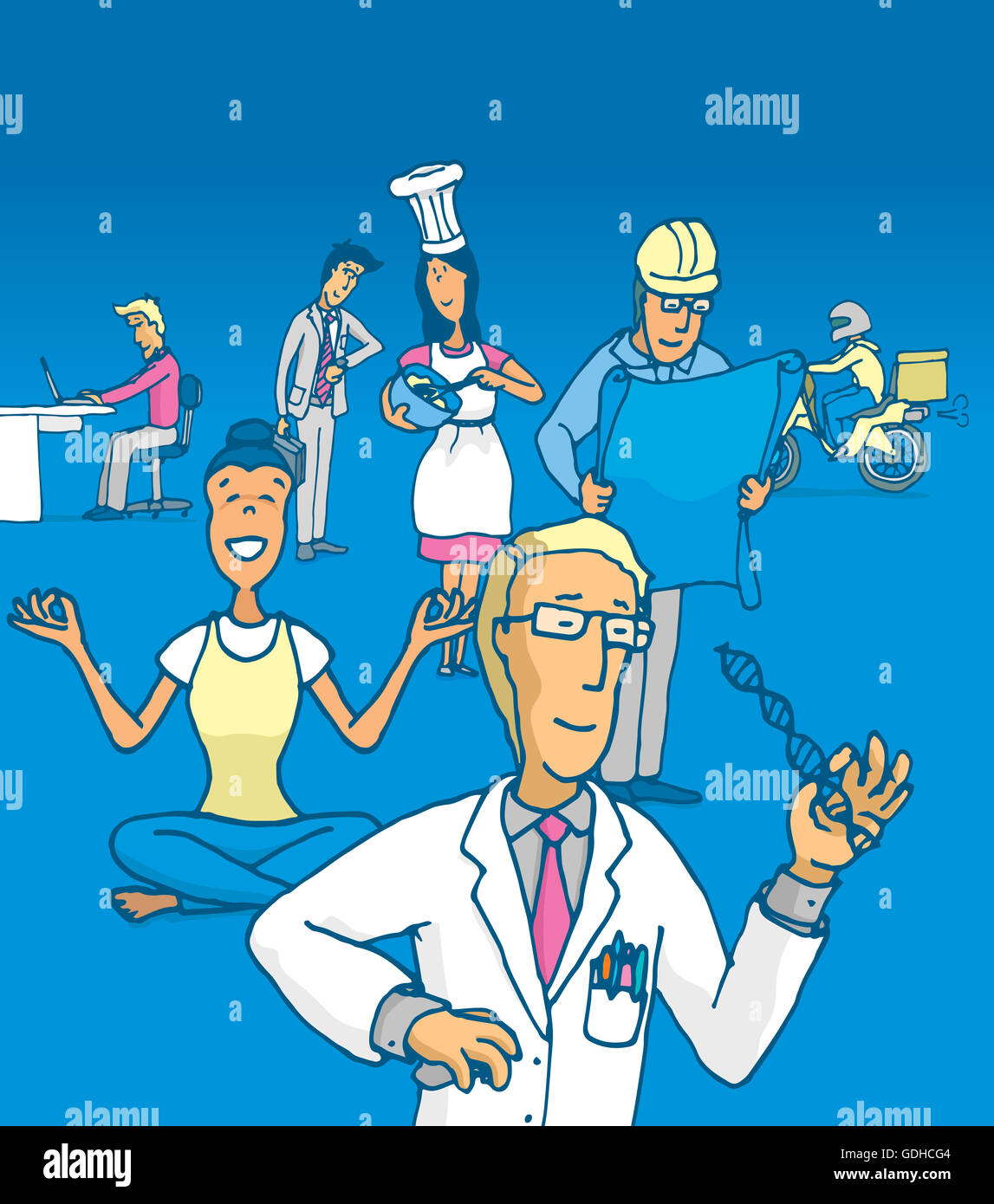 Cartoon illustration de personnes travaillant à différents emplois et ...