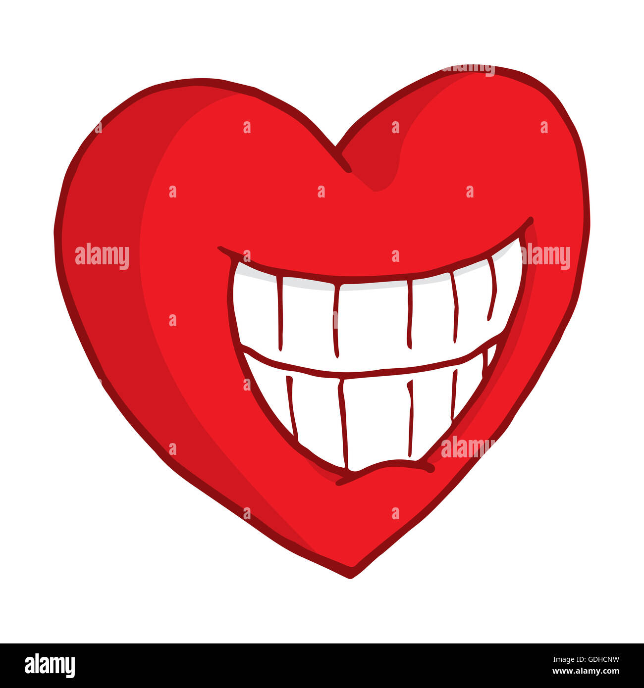 Cartoon illustration de coeur drôle la bouche avec de grand sourire ...